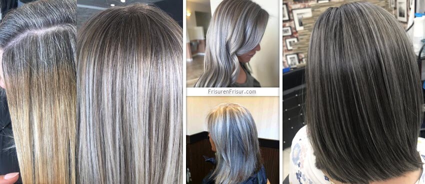 Dunkle Haare Grauer Ansatz Strähnen *Einen Auffälligen Look* – Frisuren