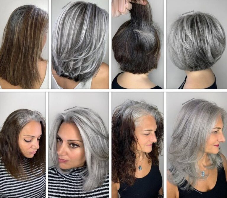 Dunkle Haare Grauer Ansatz Strähnen *Einen Auffälligen Look* – Frisuren