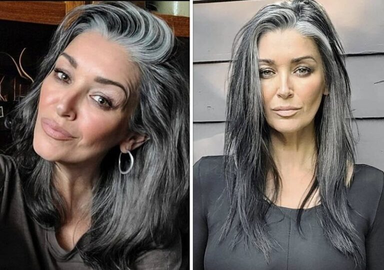 Dunkle Haare Grauer Ansatz Strähnen *Einen Auffälligen Look* – Frisuren