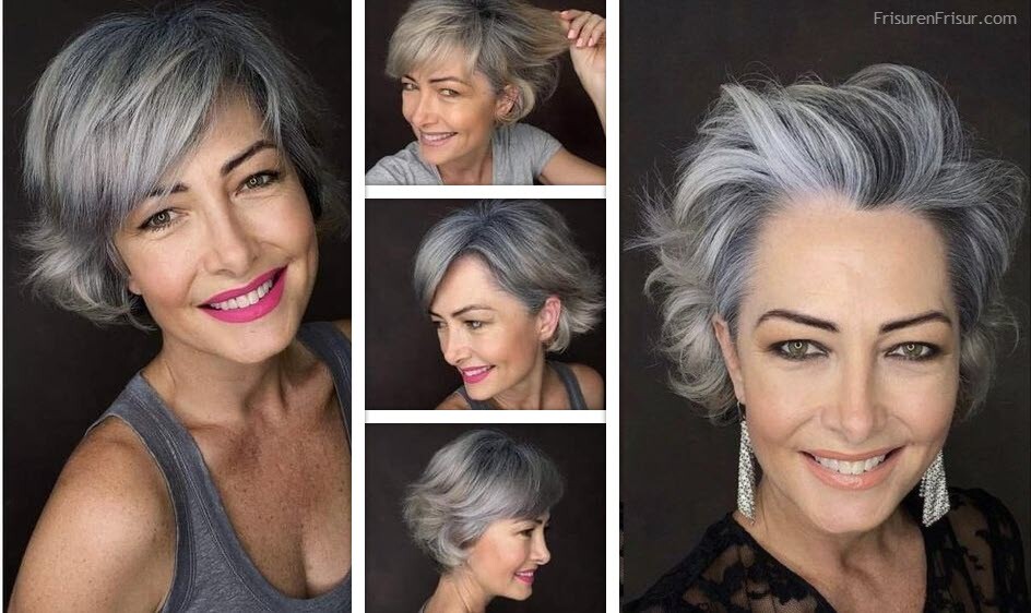 Dunkle Haare Grauer Ansatz Strähnen *Einen Auffälligen Look* – Frisuren